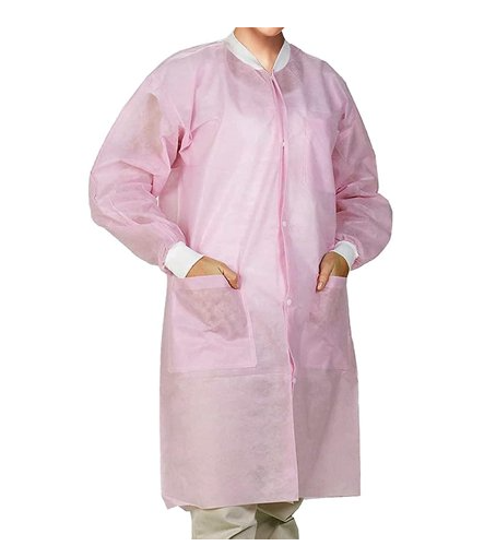 45gsm Disposable Lab Gown , Non Woven Lab Coat With 3 Pockets